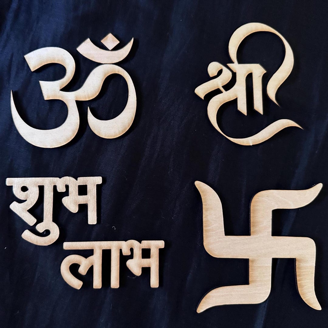 Unfinished Wood Om, Swastik, Shubh Labh, Shri Symbols, Indian Decor - Etsy