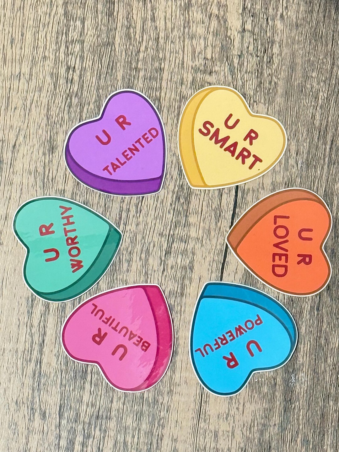 Candy Heart Affirmation Stickers L Holographic Waterproof Vinyl L ...