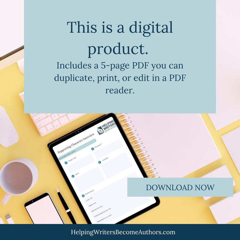 Supporting Character Interview Worksheet – Side Character Development ...
