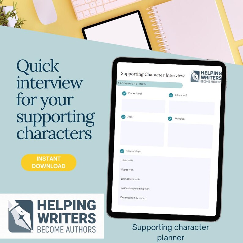 Supporting Character Interview Worksheet – Side Character Development ...