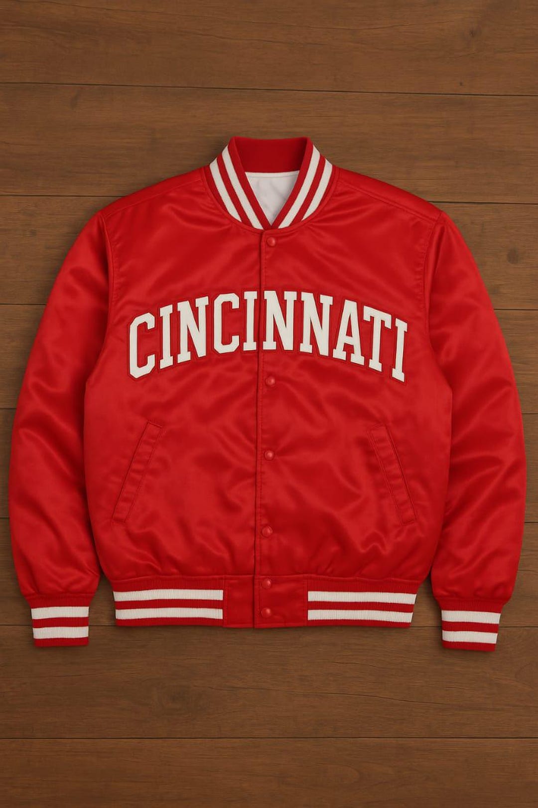 Unisex Red Satin Varsity Jacket | Cincinnati City Jacket | Custom ...