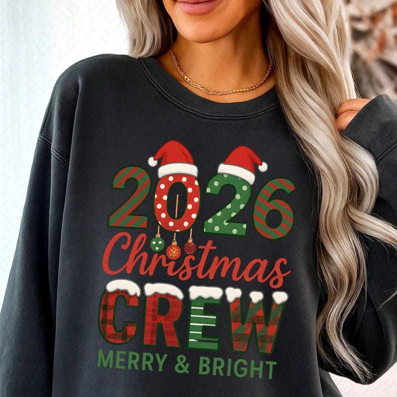 2026 Christmas Crew SVG PNG PDF | Holiday Shirt Design | Merry & Bright ...