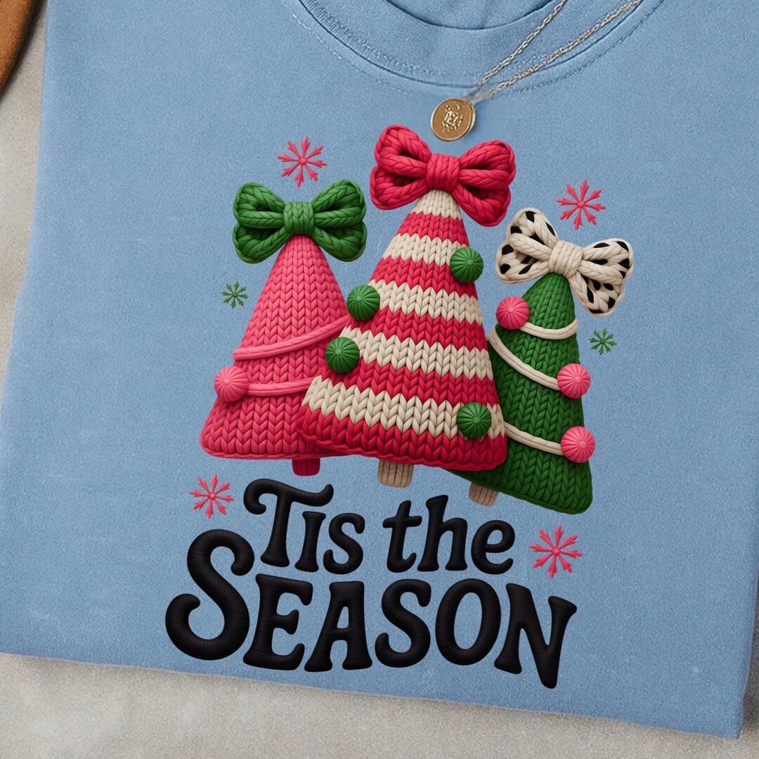 Knitted Christmas Tree Clipart, Tis the Season PNG SVG PDF, Holiday ...