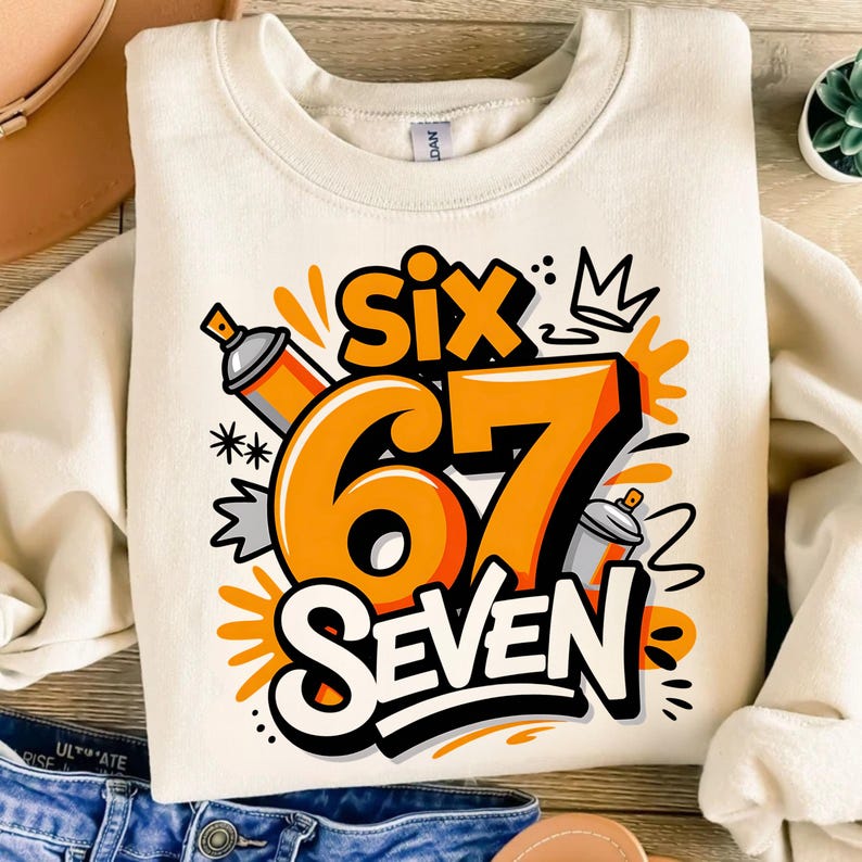 Six Seven SVG PNG PDF | Street Art Numbers Clipart | Urban Spray Paint ...