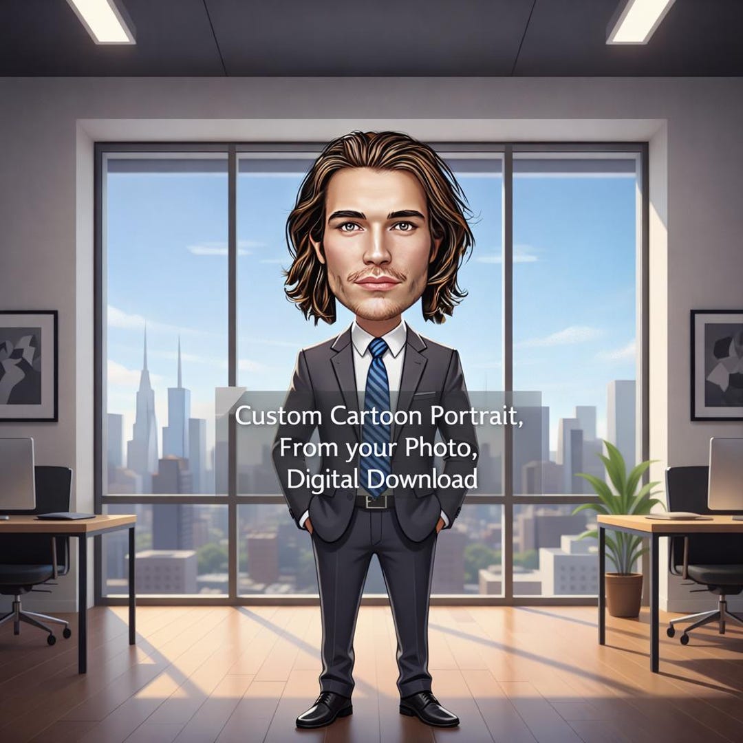 Custom Businessman Cartoon Portrait From Photo, Personalized Office ...
