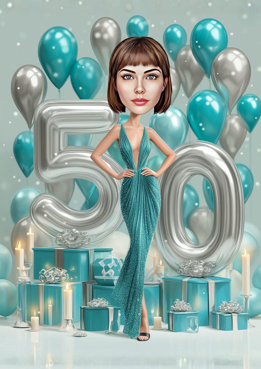 Custom 50th Cartoon Portrait | 50th Caricature | Personalized Happy ...