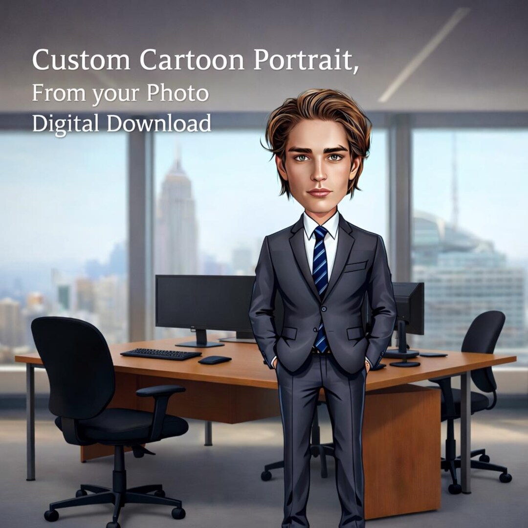 Custom Businessman Cartoon Portrait From Photo, Personalized Office ...