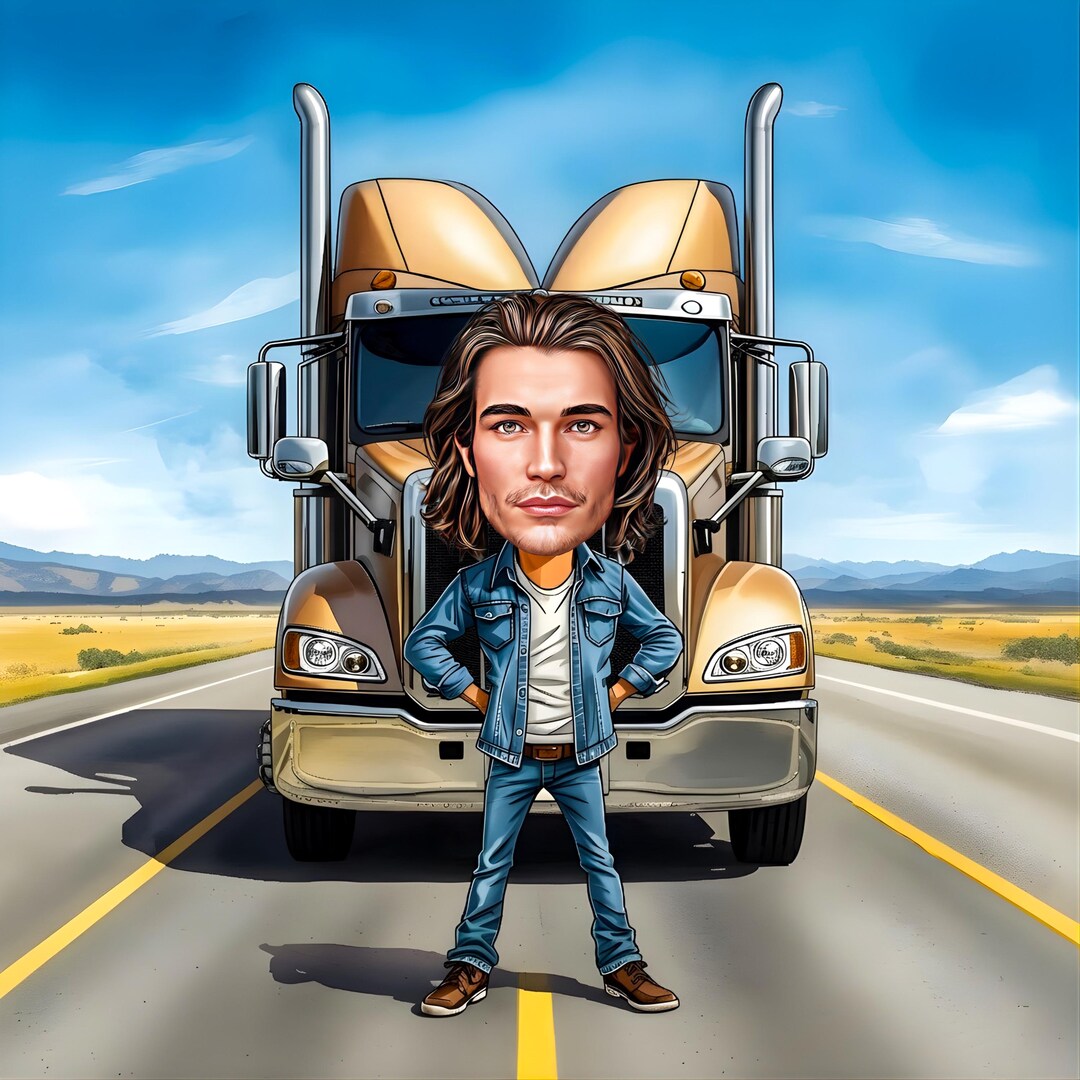 Custom Trucker Cartoon Portrait | Personalized Funny Gift (digital ...