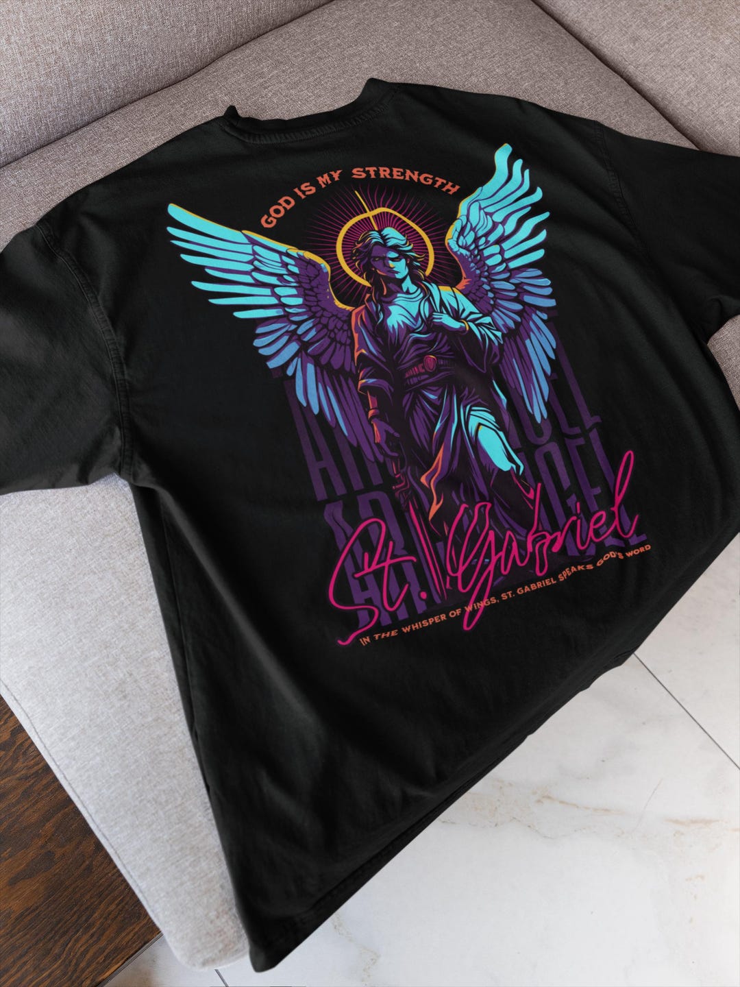 Christian Angel Graphic Tee – St. Gabriel Archangel Shirt – God is My ...