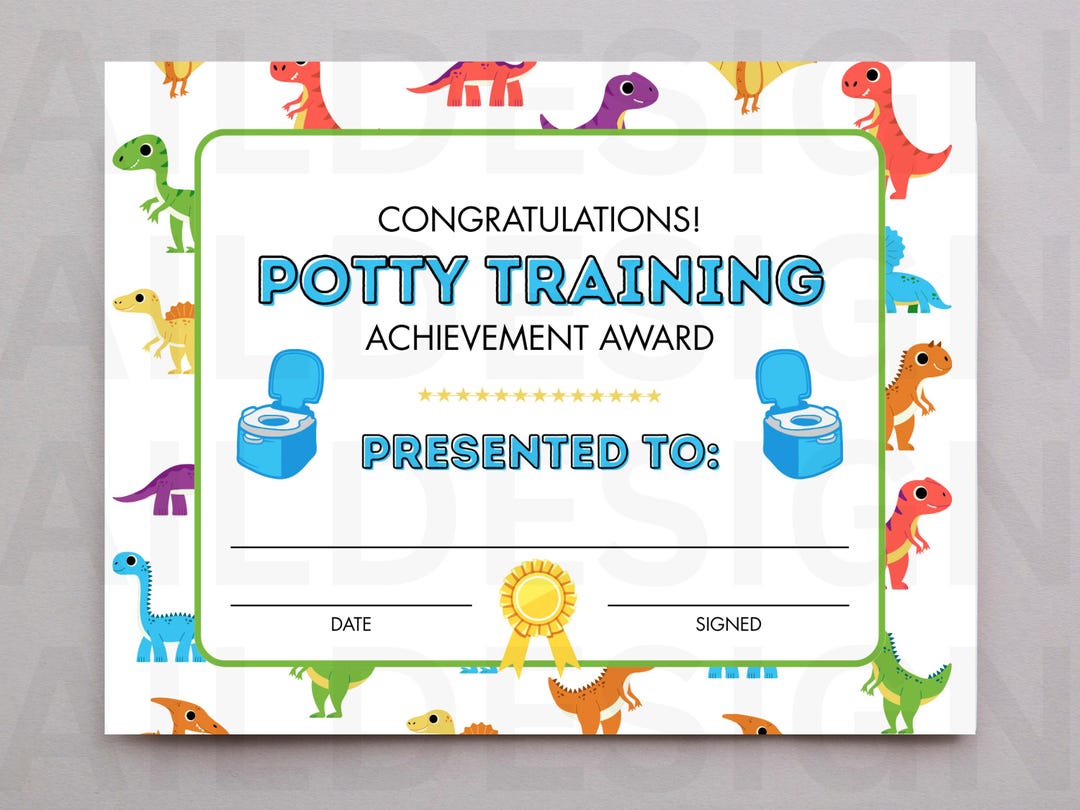 Dinosaur Potty Training Award Certificate, Editable Reward (printable ...