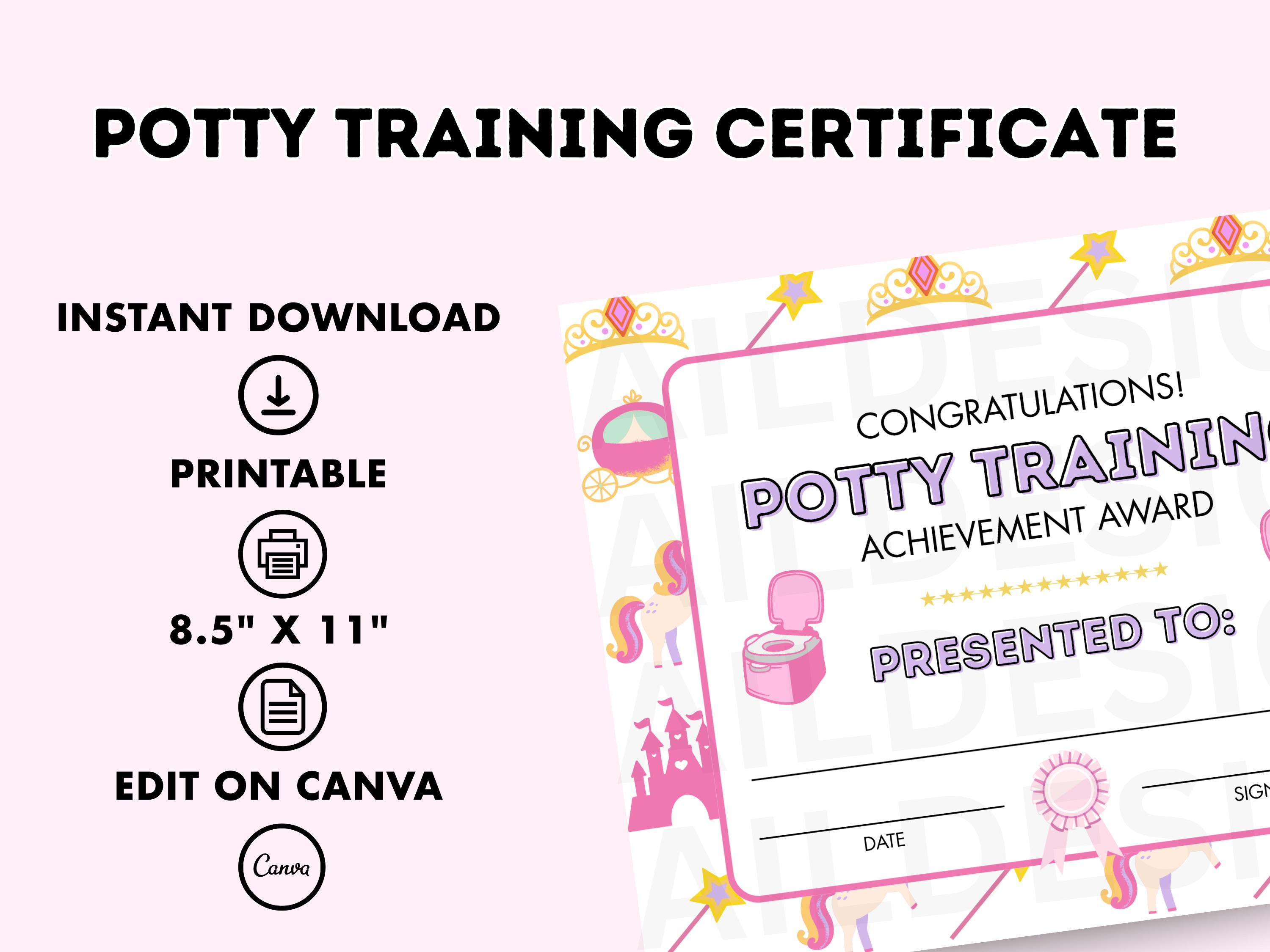 Princess Potty Training Certificate – Girls Toddler Reward (digital ...