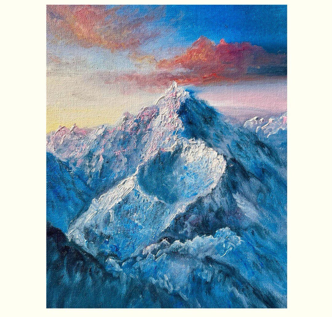 Original Mountain Sunrise Oil Painting: Impasto Landscape Art, 8x10 - Etsy