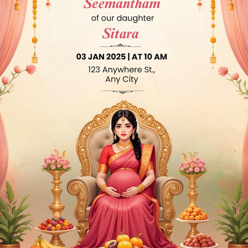 Seemantham Invitation - Etsy