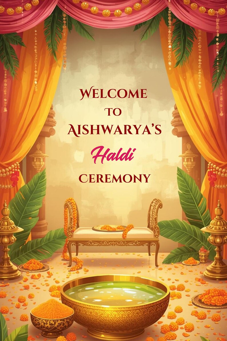 Haldi Ceremony Welcome Sign | South Indian Wedding Decor (digital ...