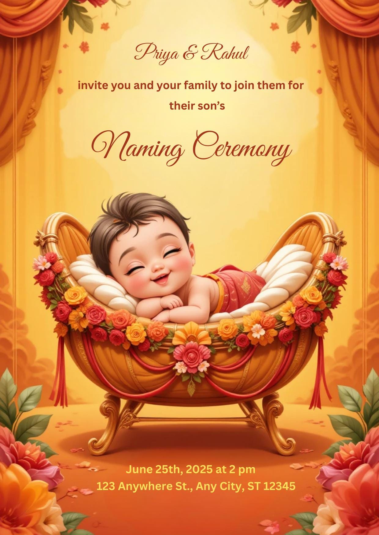 Editable Naamkaranam Invitation: Indian Baby Naming Ceremony (digital ...