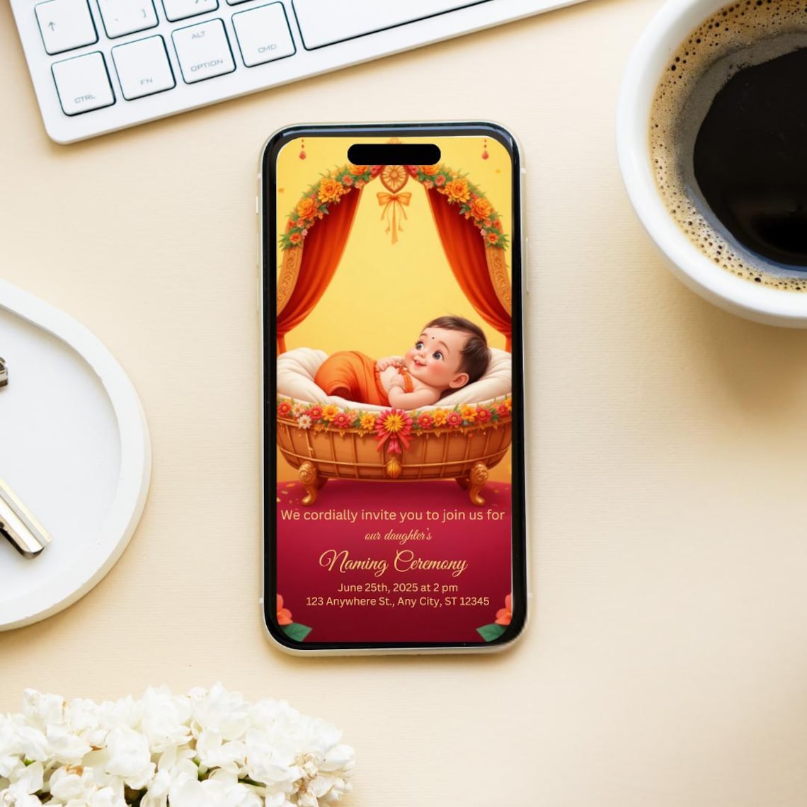 Editable Naming Ceremony Invitation: Naamakaranam Invite (canva Digital ...