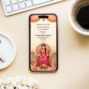 Customizable Seemantham Invitation: Indian Baby Shower Template ...
