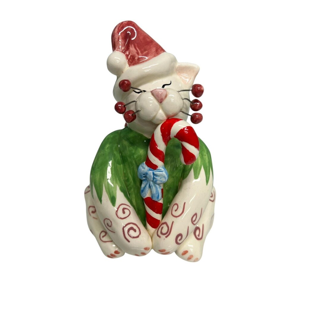 Vintage Amy Lacombe Christmas Santa Kitty Cat Estate Figurine ...
