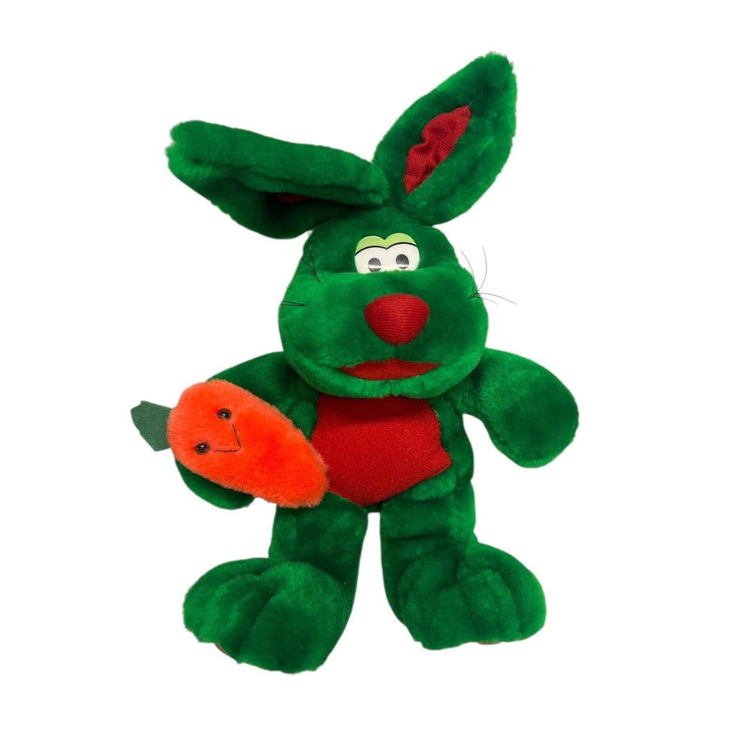 Rare Vintage Emerald Green Plush Rabbit With Smiling Carrot - Etsy