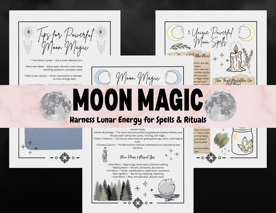 Moon Magic Witchcraft Printable | History, Phases, 3 Powerful Spells ...