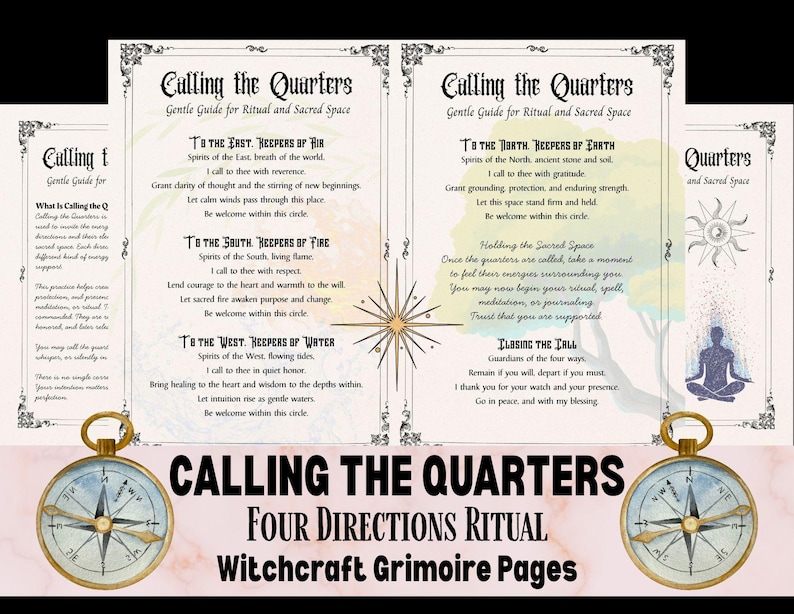 Calling the Quarters Printable | Witchcraft Ritual Guide | Beginner ...