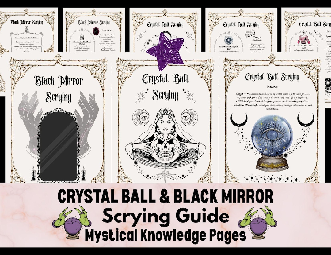 Crystal Ball & Black Mirror Scrying Printable | Witchcraft Divination ...