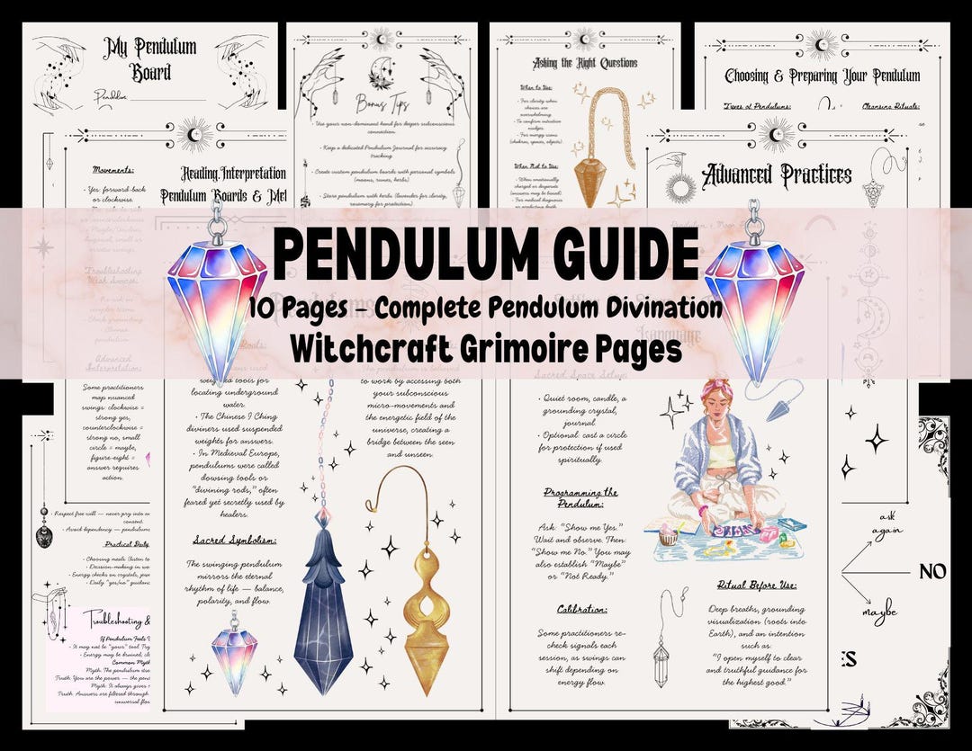 Pendulum Divination Guide Printable | Complete Witchcraft Grimoire Book ...