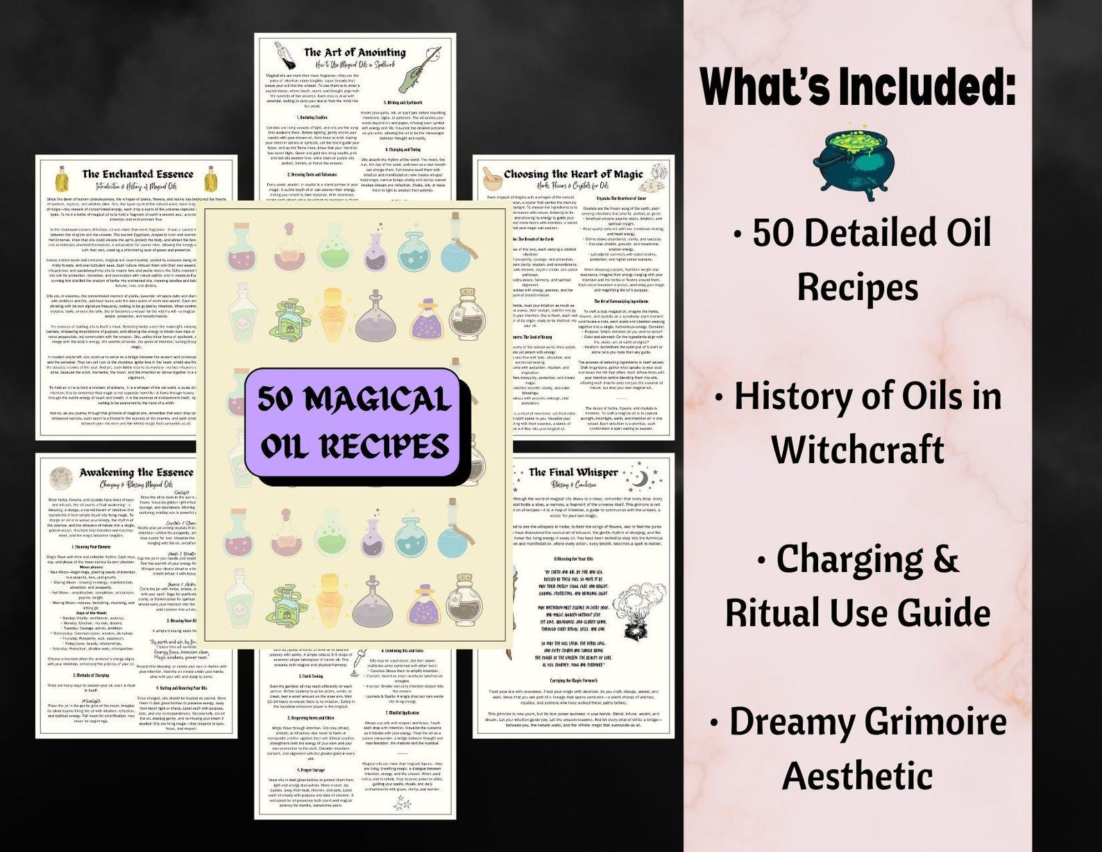 50 Magical Oils Grimoire – Witchcraft Spell Oil Recipes, Love, Money ...