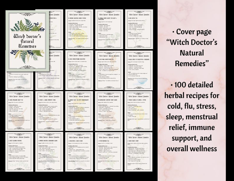 100 Witch Doctor Remedies Printable | Herbal Medicine Recipes for Cold ...