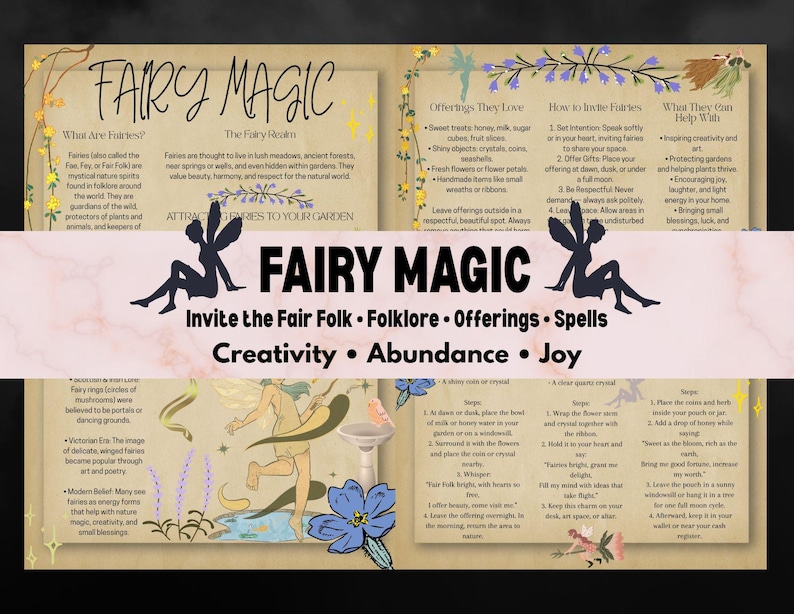 Fairy Magic Printable | 2 Page Grimoire Fairy Guide | Attract Fairies ...