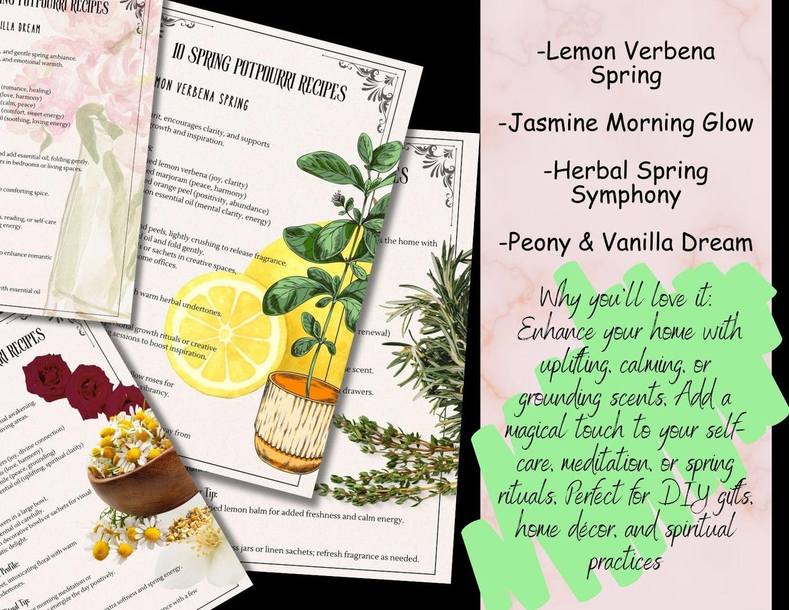Spring Potpourri Recipes Printable, 10 Magical DIY Potpourri Blends ...