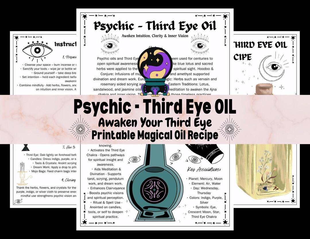 Psychic Oil | Third Eye Oil | Intuition & Clairvoyance Spell Oil | Magical Divination ...
