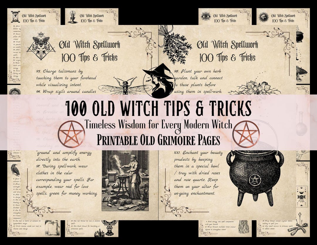 100 Old Witch Tips & Tricks Vintage Witchcraft Wisdom Printable ...