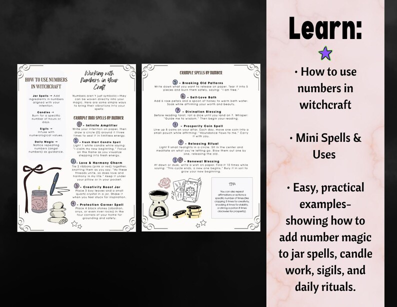 Magical & Angel Numbers Printable | Witchcraft Numerology Meanings and ...