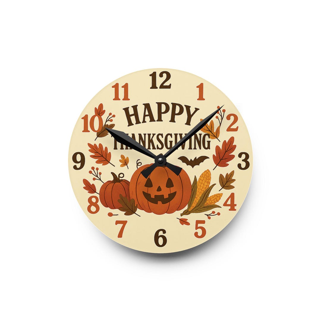 Thanksgiving Wall Clock | Happy Thanksgiving Pumpkin Clock | Autumn ...