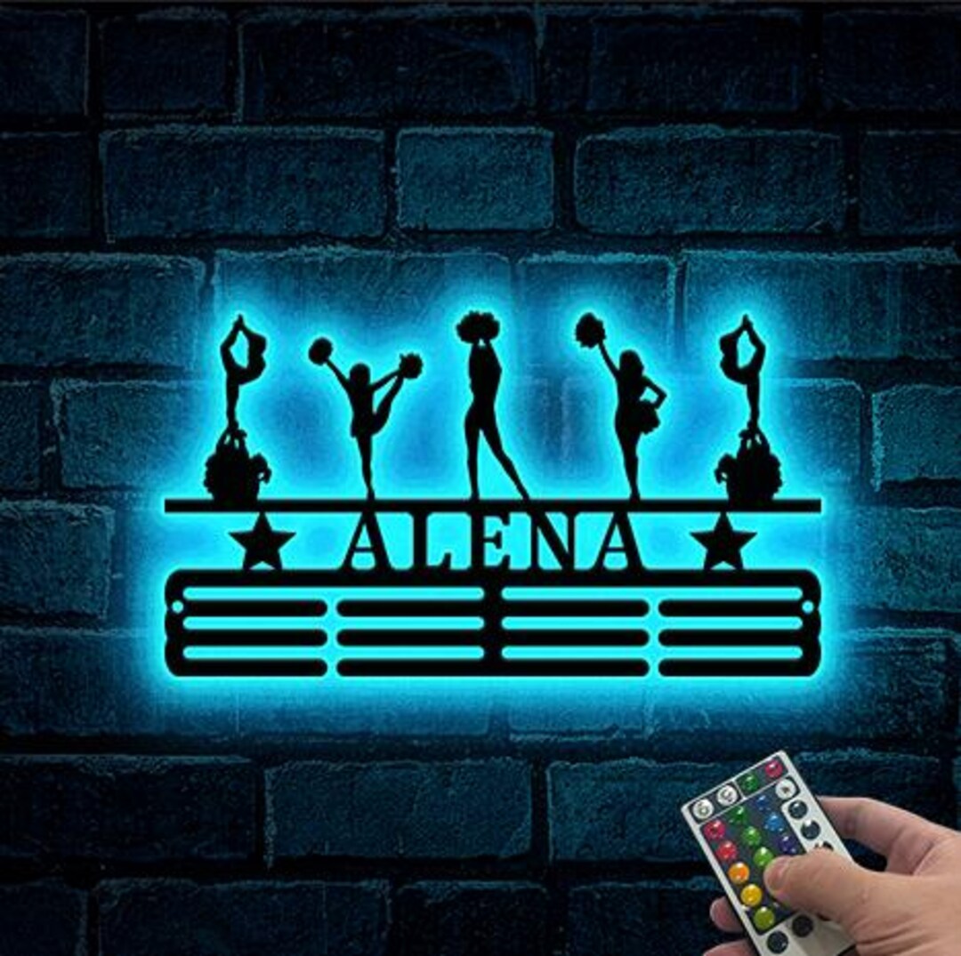 Personalized Cheerleader LED Sign, Cheerleading Medal Holder, Sports ...