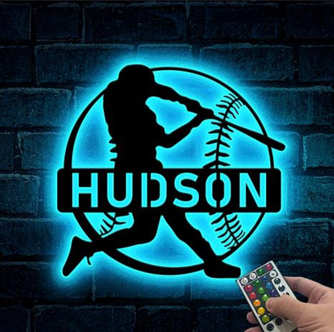 Custom Softball Metal Sign LED Lights, Softball Player Name Sign, Gift ...