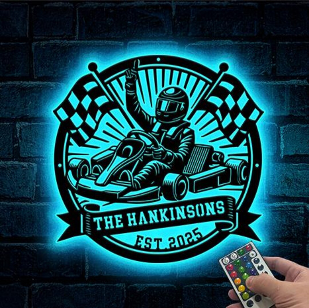 Checkered Flag Car Racing Metal Wall Art, Racing Car Metal Sign, Garage ...