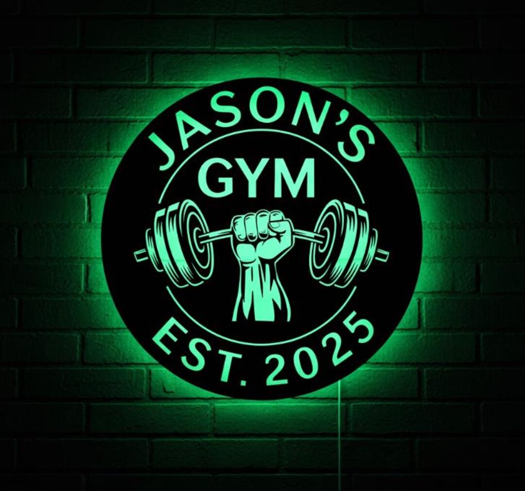 Custom Gym Metal Sign LED Lights,powerlifting Sport Metal Wall Art ...