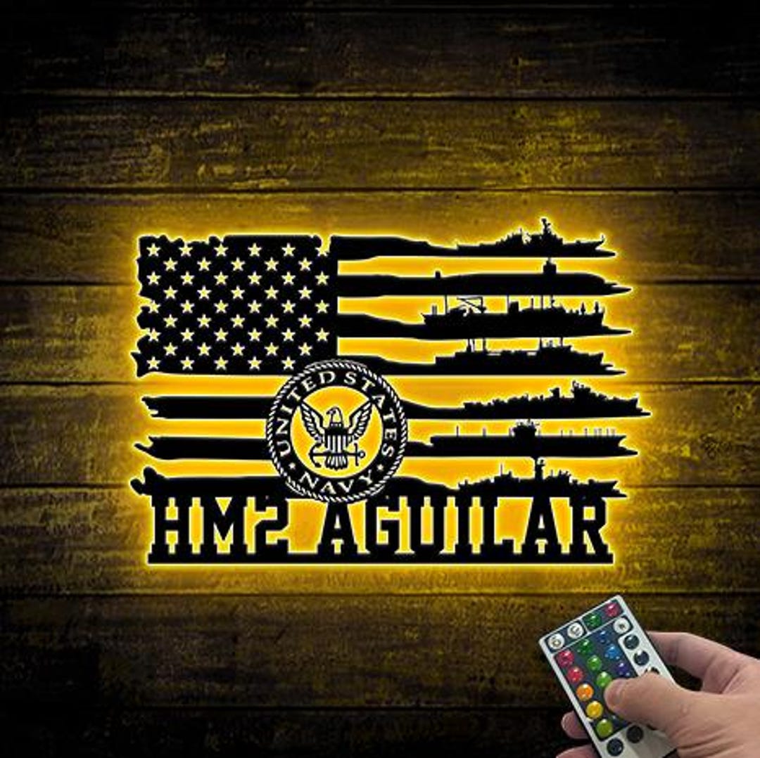 Custom US Flag Navy Ships Sign LED, Navy Ship Metal Wall Decor,navy ...