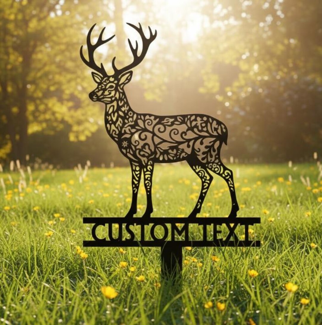 Custom Deer Garden Stake, Metal Deer Art, Deer Decor, Garden Sign With ...