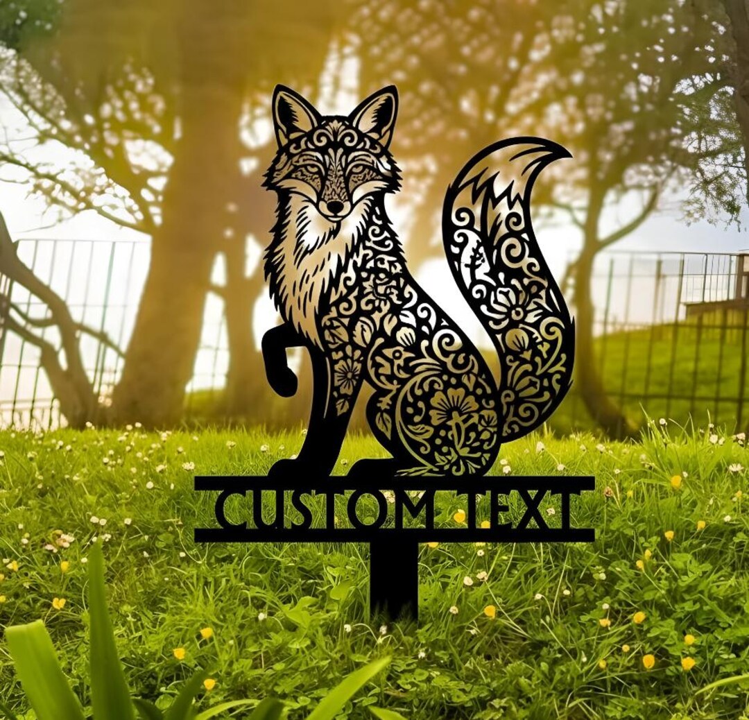 Personalized Fox Den Sign: Fox Garden Sign With Stakes Custom Garden ...