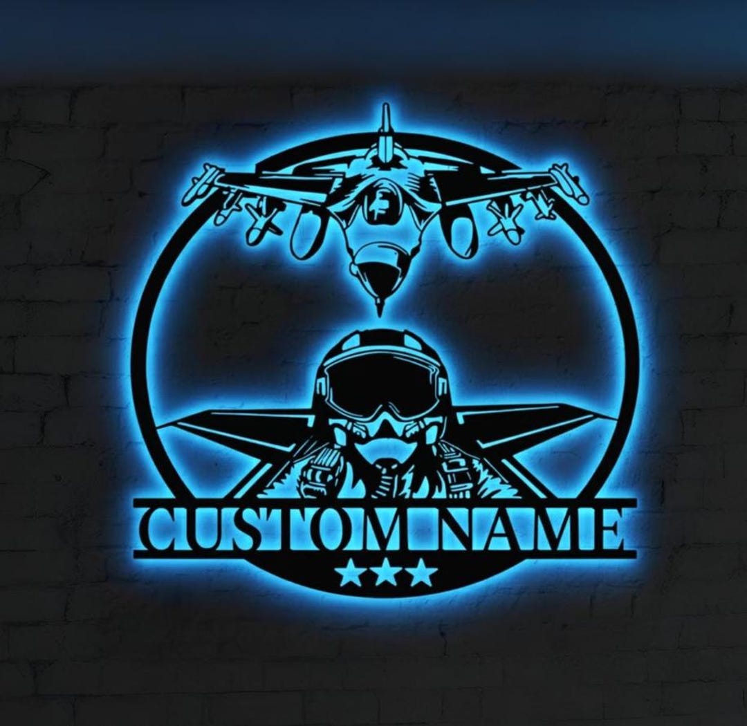 Custom Fighter Pilot Metal Sign LED Lights,personalized Air Force Metal ...