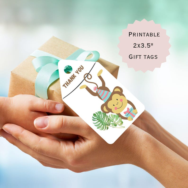 Editable Monkey Birthday Invitation | Girl 5th Birthday, Gift Tags ...