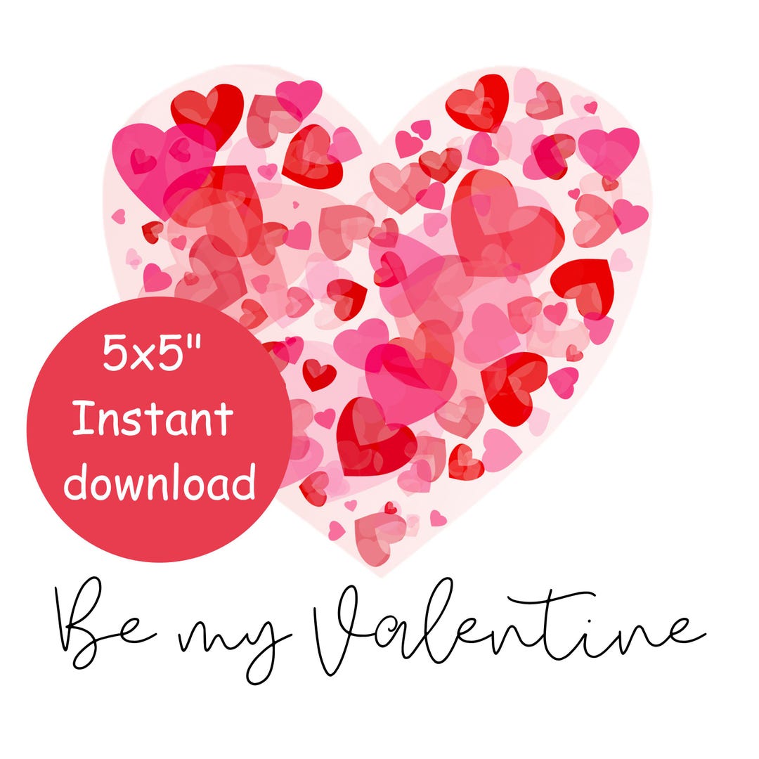 Pink Hearts Valentines Day | Romantic Hearts Card | 5x5 Digital ...