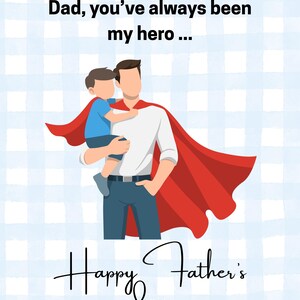 Superhero Father's Day Card: 'dad, You're My Hero' (digital Download ...
