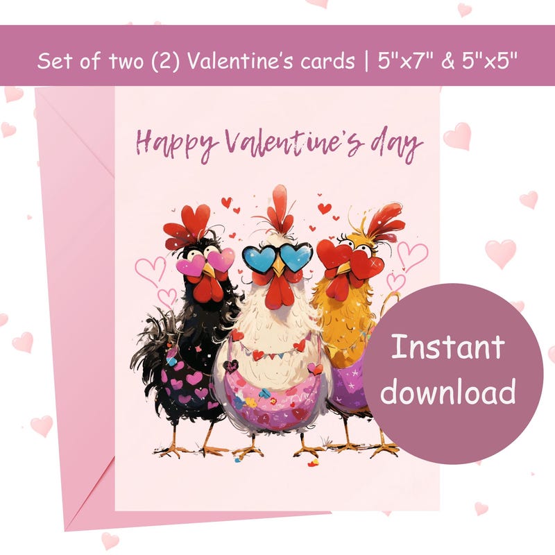Chicken Valentine Card - Etsy
