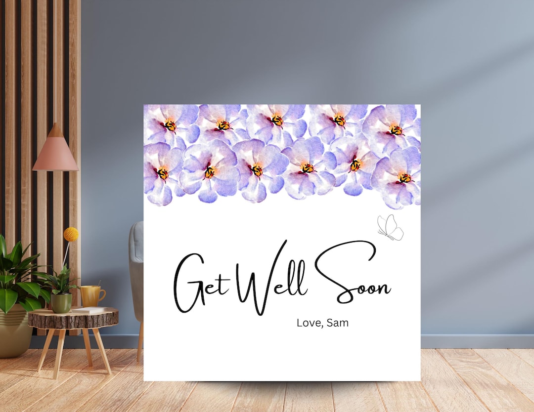 Editable Violets Get Well Card | 5x5 Printable | (canva Template) - Etsy