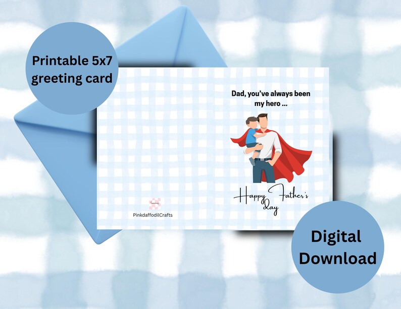 Superhero Father's Day Card: 'dad, You're My Hero' (digital Download ...