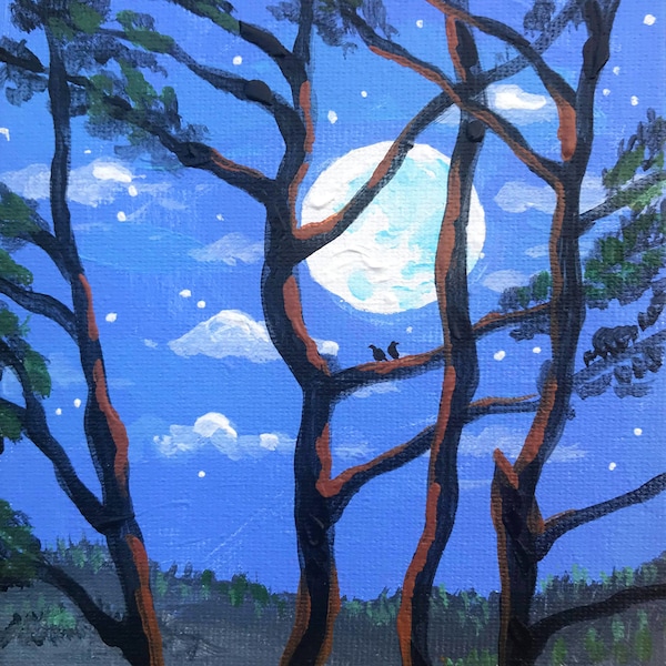 Moon Painting - Etsy